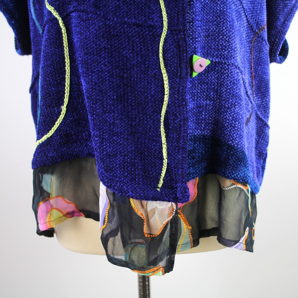 Anne & Bill Howson Art To Wear Royal Blue Chenille Sw… - Gem